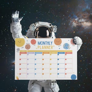 Space-themed Monthly Planner | Printable Calendar for Kids, Tweens ...