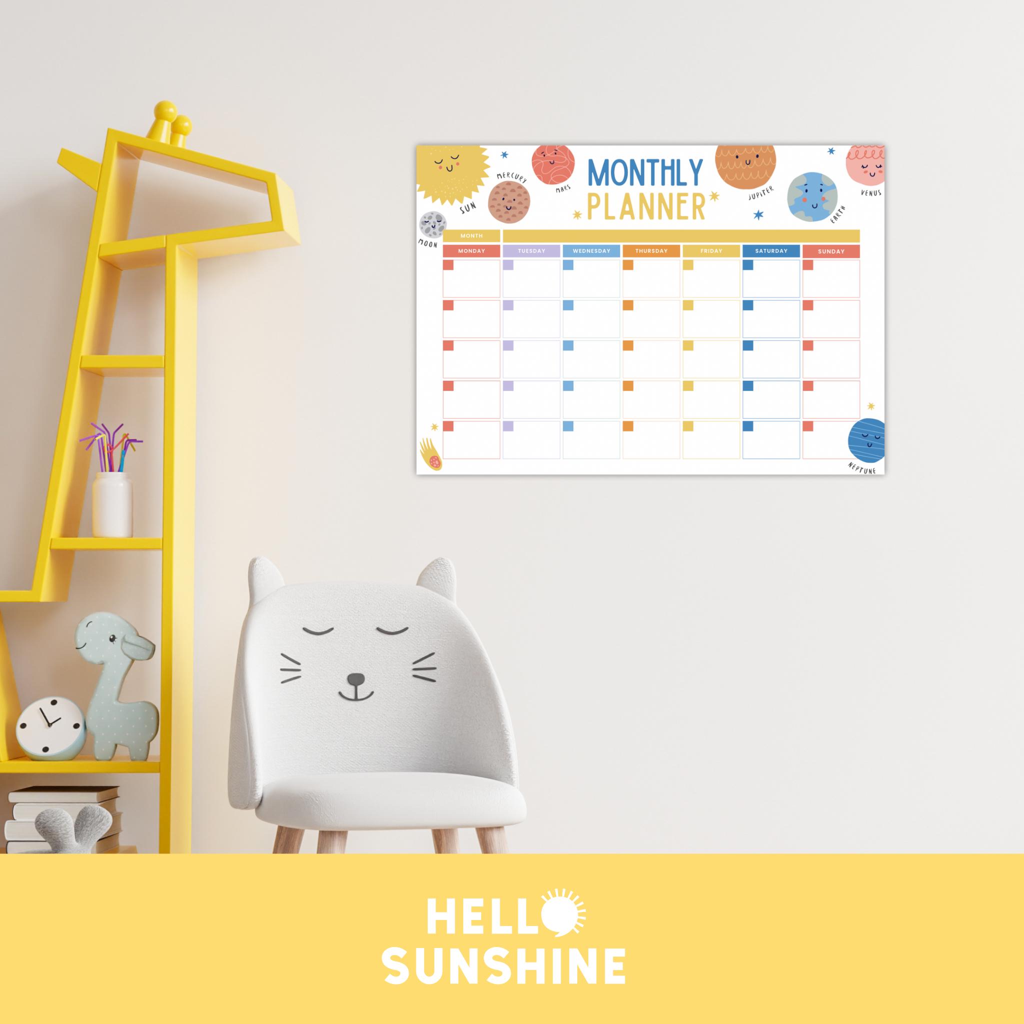 Space-themed Monthly Planner | Printable Calendar for Kids, Tweens ...