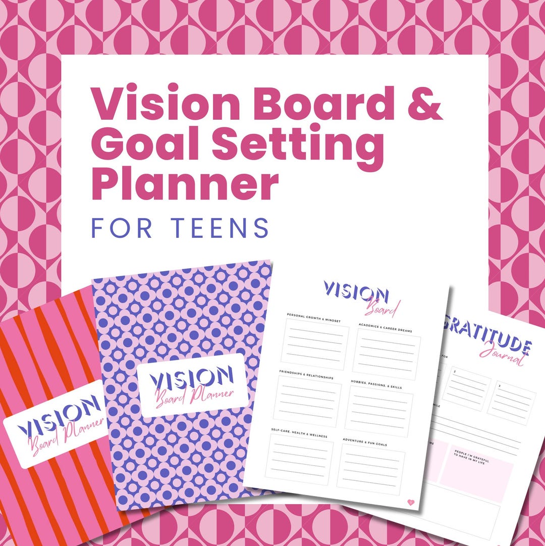 Teen Vision Board Planner - Printable Goal Setting Workbook ...