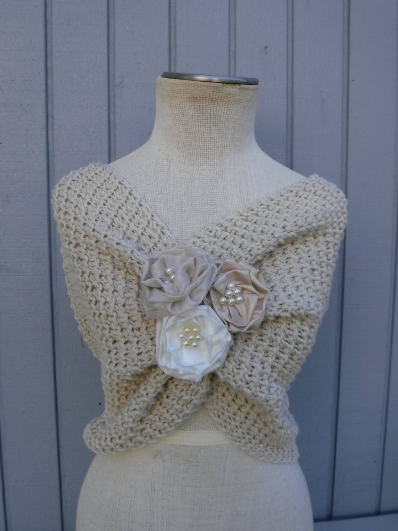 Bridal shawl wedding shawl bolero jacket handmade flowers | Etsy