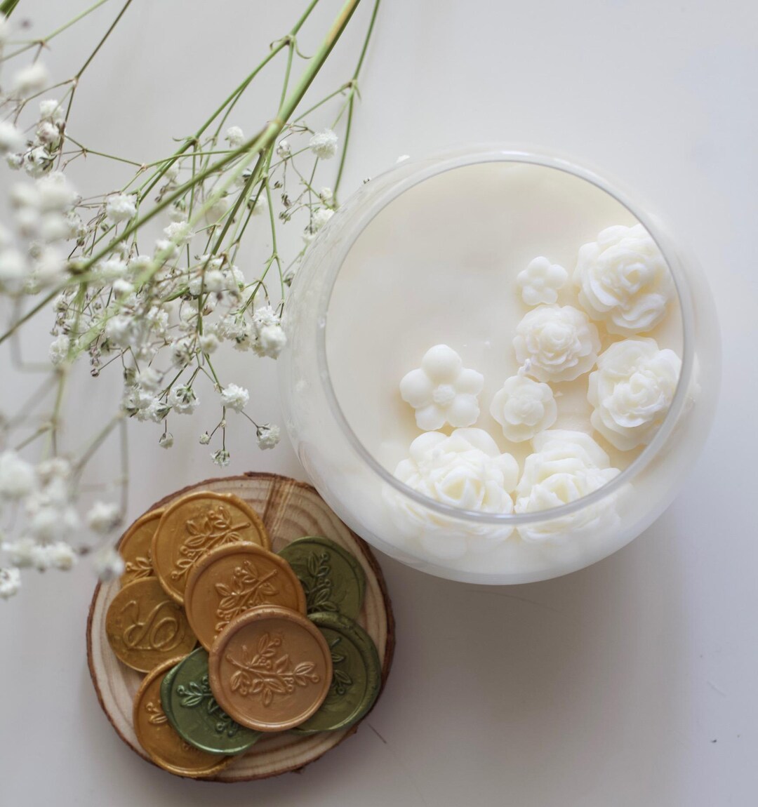 Handmade Soy Wax Candle With Wax Roses Elegance and Nature - Etsy
