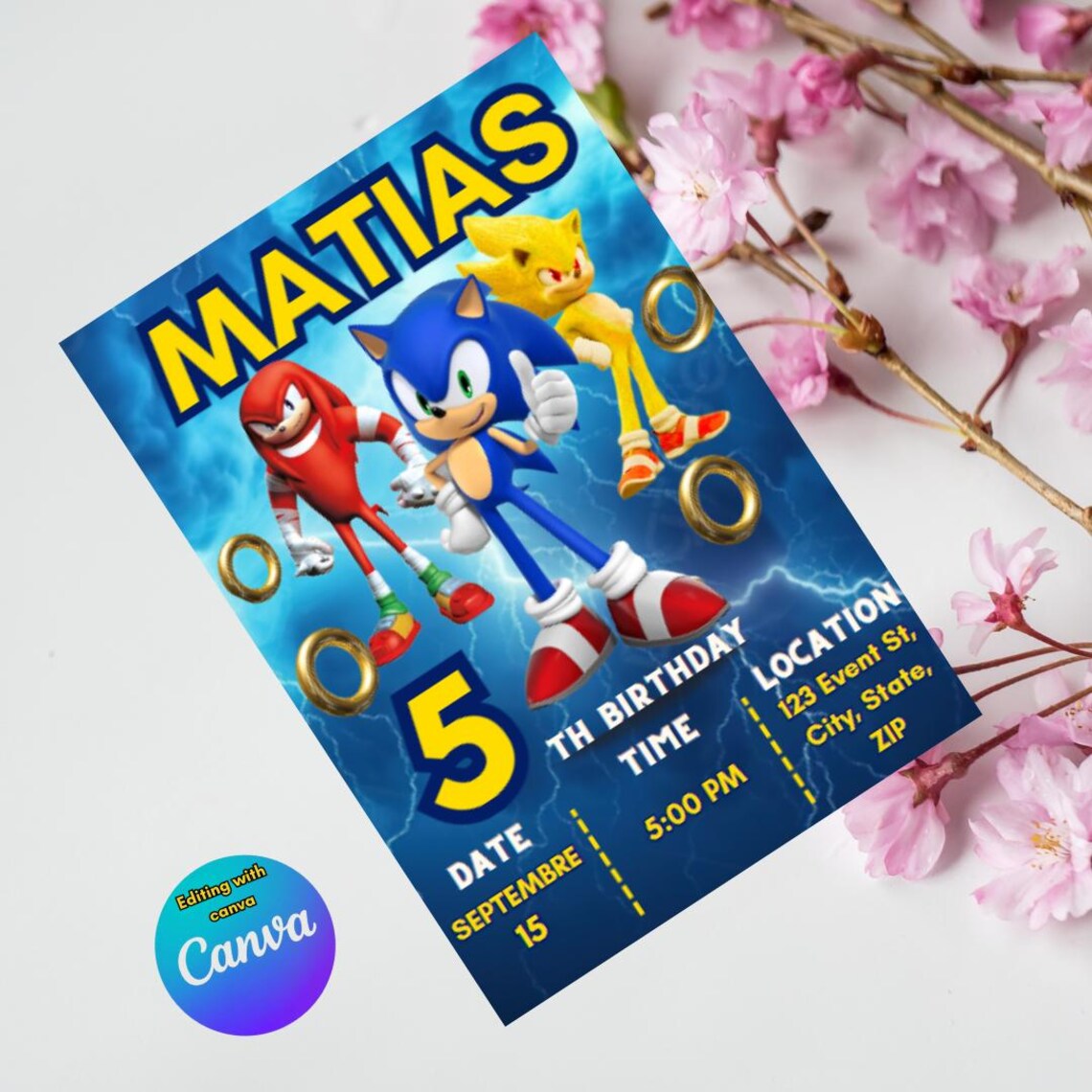 Plantilla De Invitación De Fiesta De Sonic - Editable En Canva ...