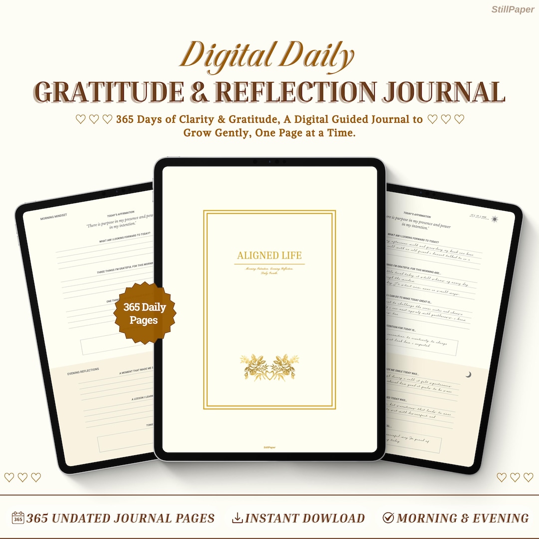 Digital Gratitude Journal for iPad Goodnotes 365 Daily Reflection on ...