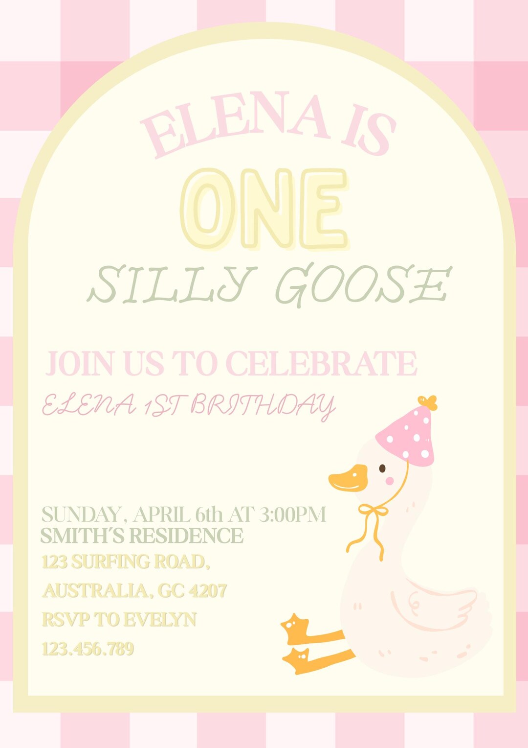 Funny Goose Birthday Card Editable Canva Template Silly Goose Birthday ...