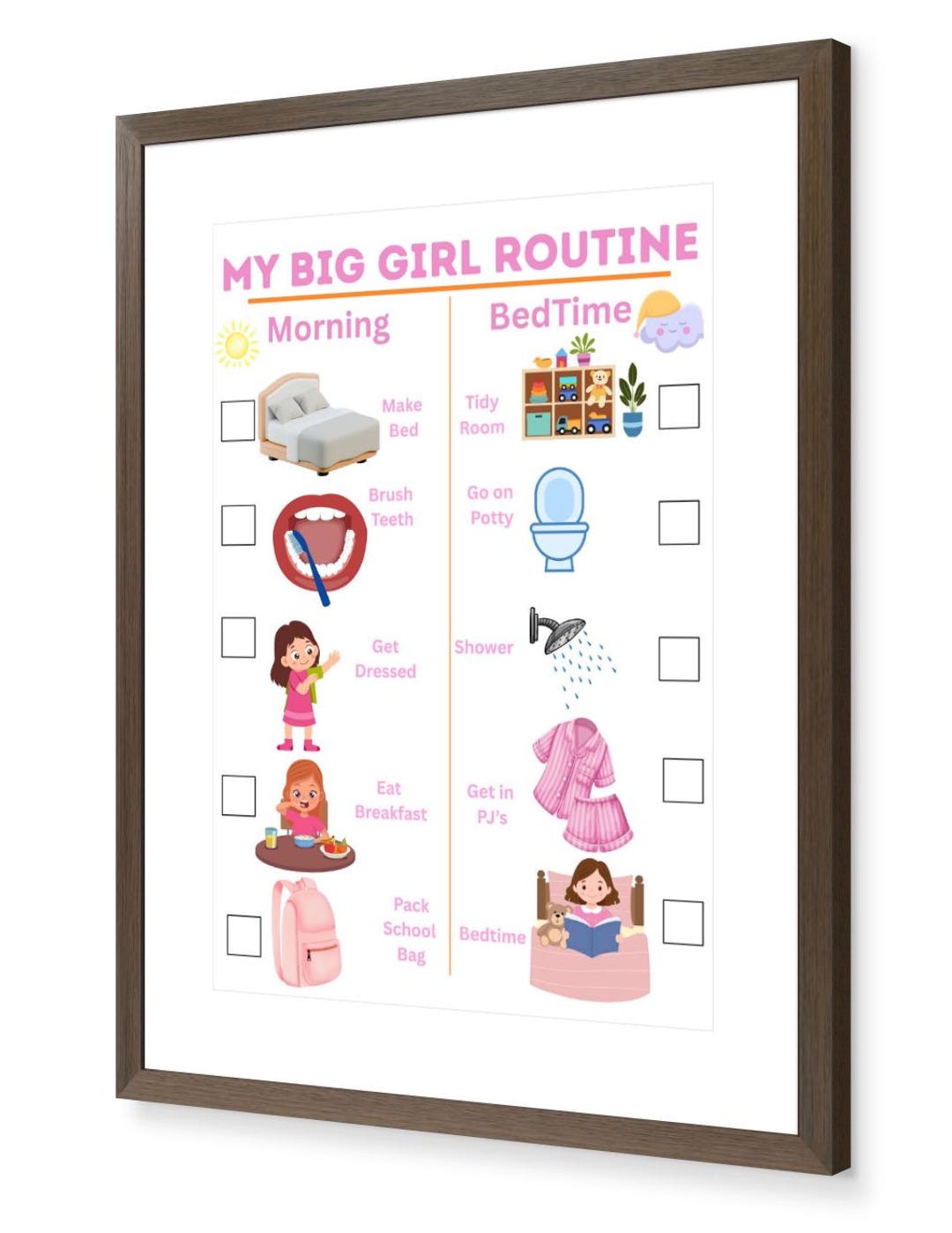 Girl's Routine Chart (printable) - Etsy