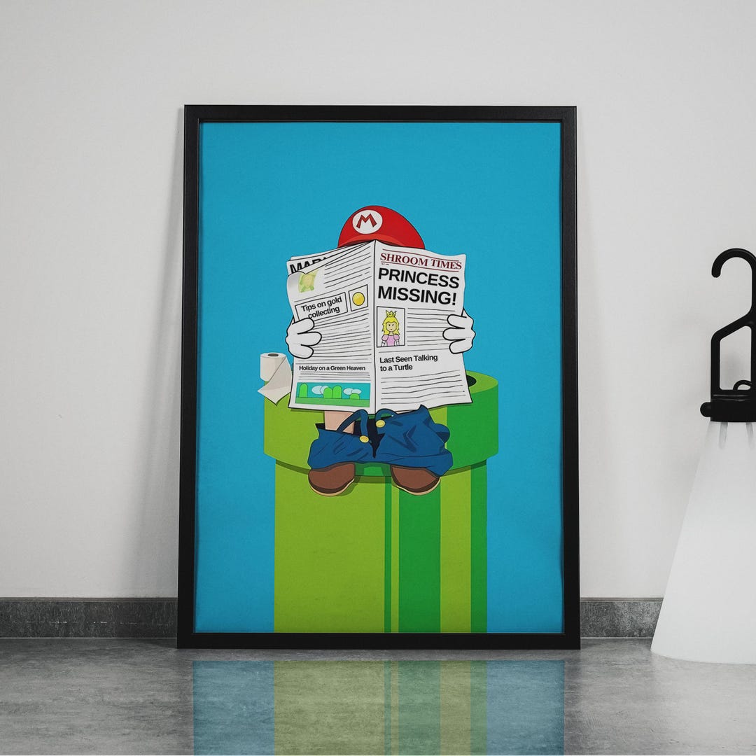 Super Mario Toilet Poster, Mario Wall Art, Video Game Poster, Printable ...