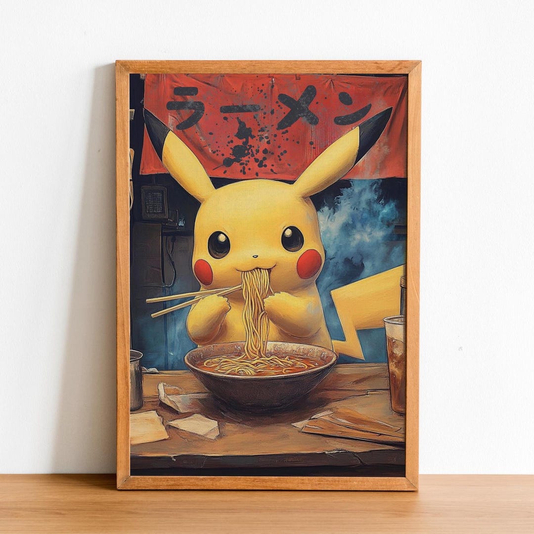 Pikachu Ramen Series Poster: Japanese Style Pokemon Inspired Anime ...