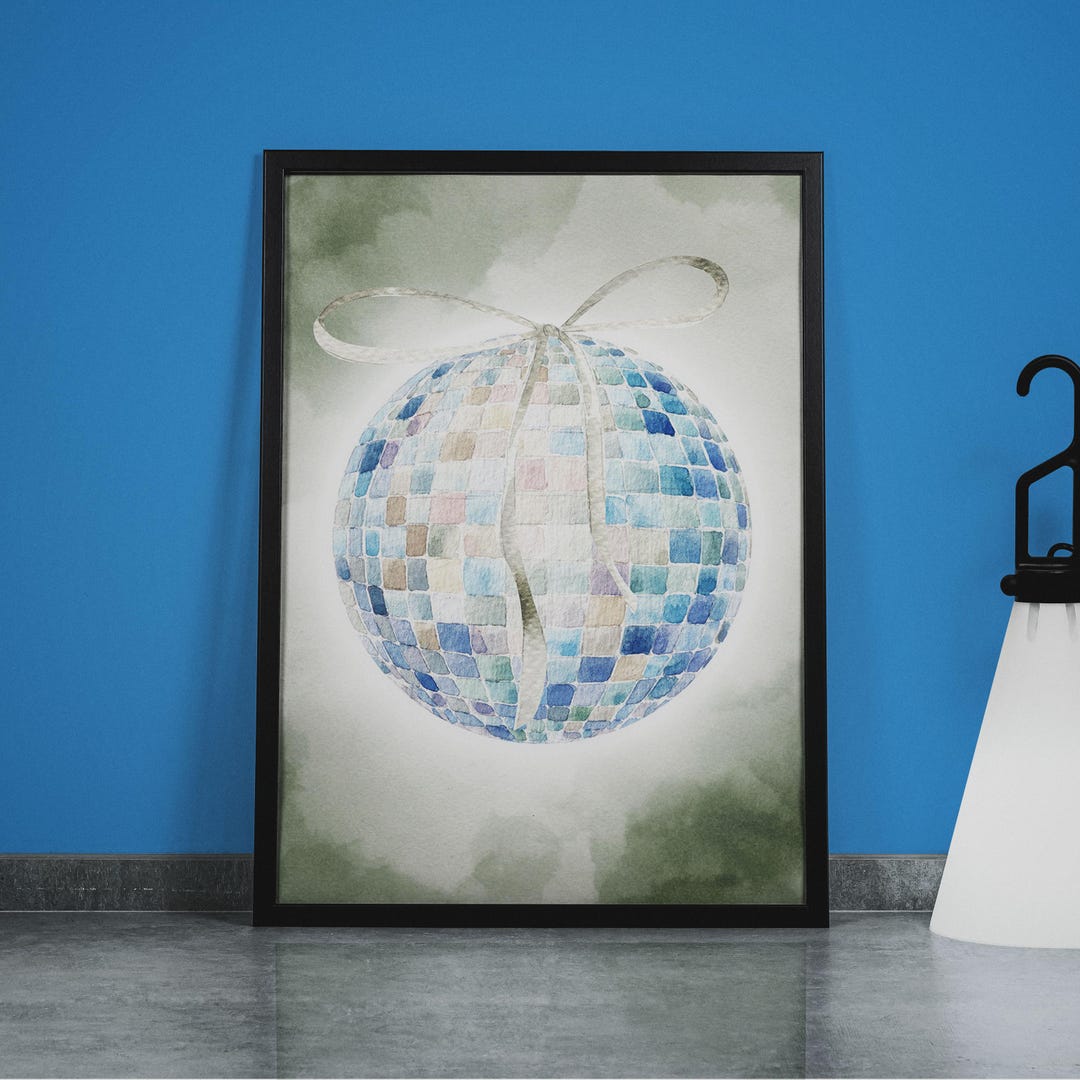 Blue Mirrorball Poster, Hot Blue Wall Art, Mirror Ball Poster, Disco ...
