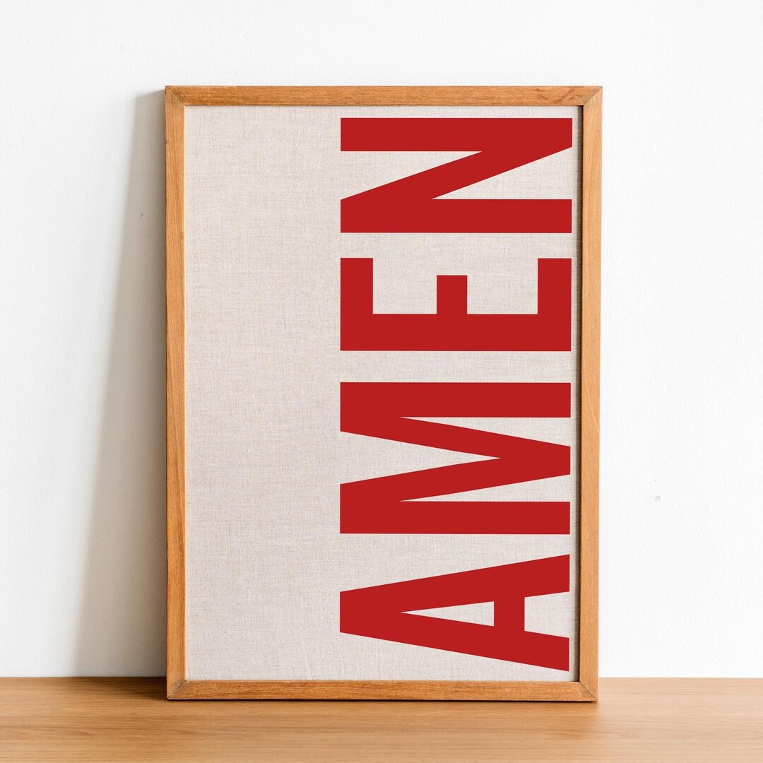 Amen Print Jesus Typography Poster Trendy Christian Wall Art Religious ...