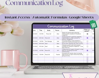 Simple Communication Log for Bcbas | EXCEL 365 & Google Sheets Spreadsheet Template for Tracking ...