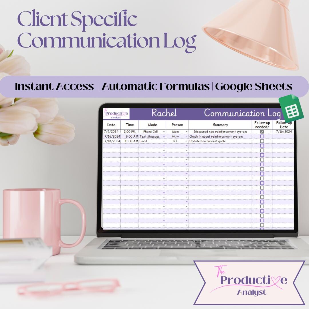 Client Communication Log | Google Sheets Template (digital Download) - Etsy