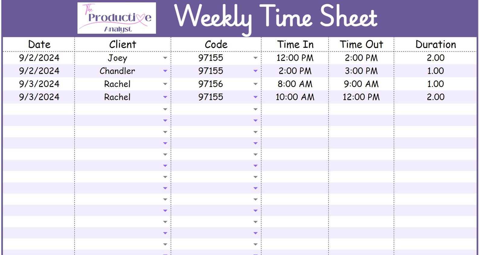 BCBA Caseload/hours Tracker | Google Sheets Template for Client ...