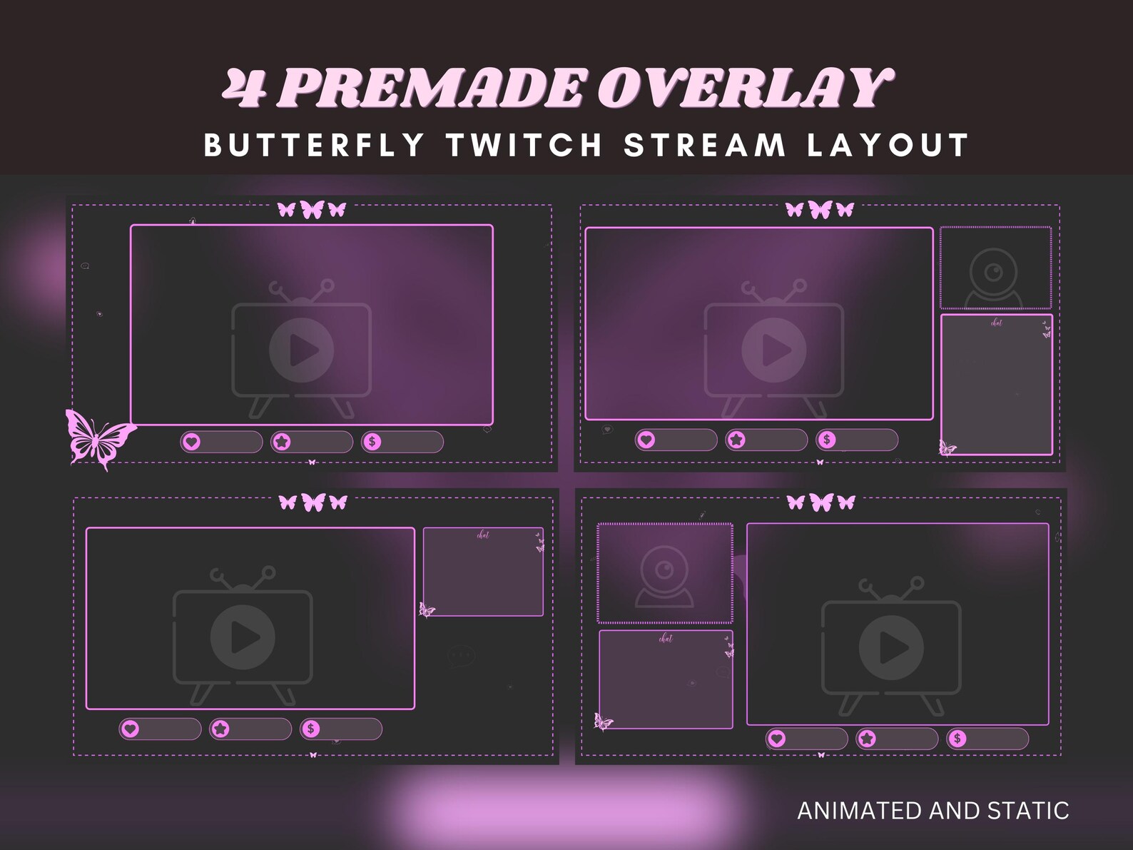 Butterfly Twitch Stream Layout Twitch Stream Aesthetic Pink Twitch ...