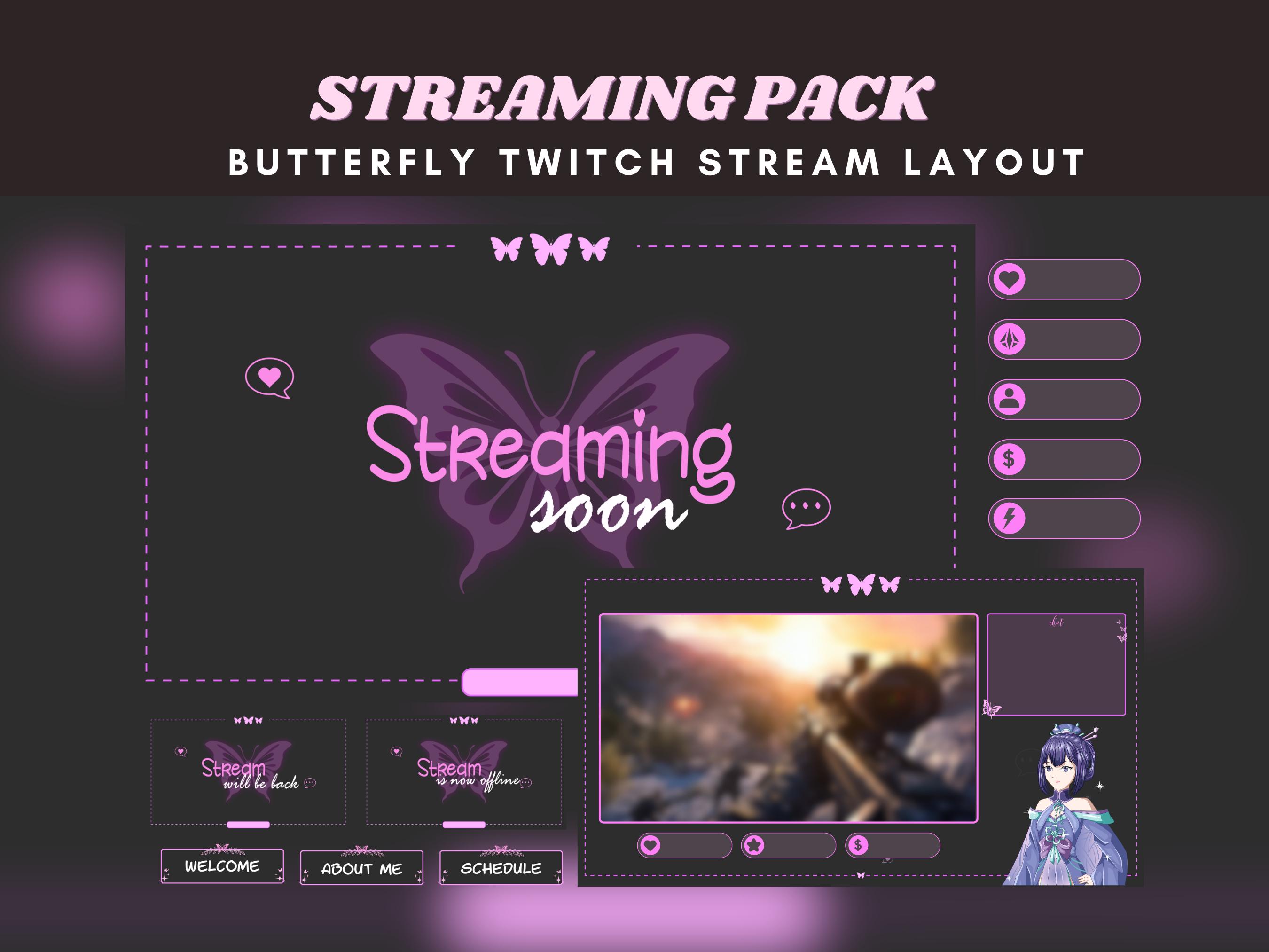 Butterfly Twitch Stream Layout Twitch Stream Aesthetic Pink Twitch ...