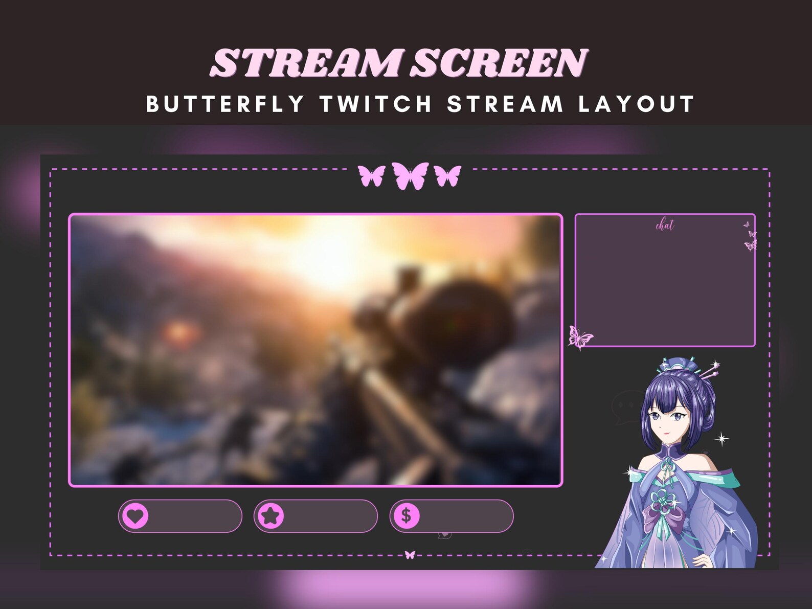 Butterfly Twitch Stream Layout Twitch Stream Aesthetic Pink Twitch ...