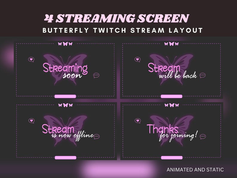 Animated Butterfly Twitch Stream Overlay Be Right Back Streaming Soon ...