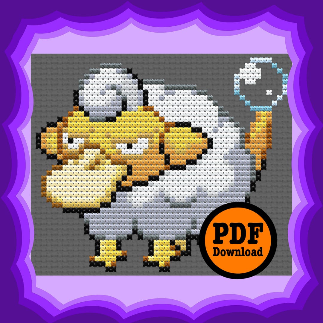 Pokémon Fusion Cross Stitch Pattern Psyduck Mareep PDF Download - Etsy ...