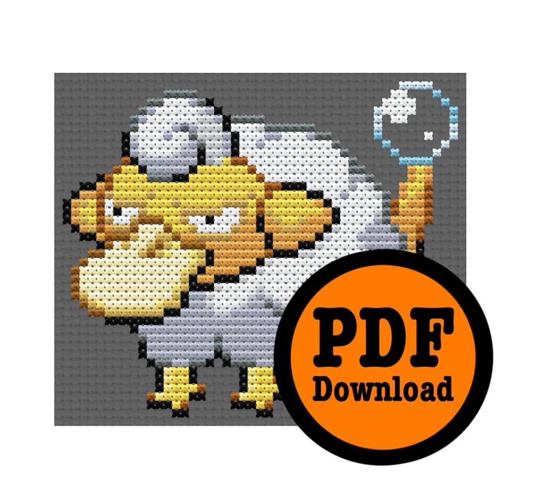 Pokémon Fusion Cross Stitch Pattern Psyduck Mareep PDF Download - Etsy