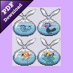 Pokémon in Carnival Bags - Cross Stitch Pattern PDF - Poliwag, Wooper ...