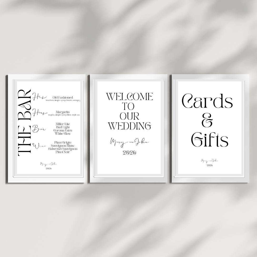 Digital EDITABLE Wedding Package//wedding Bar Sign// Wedding Welcome ...
