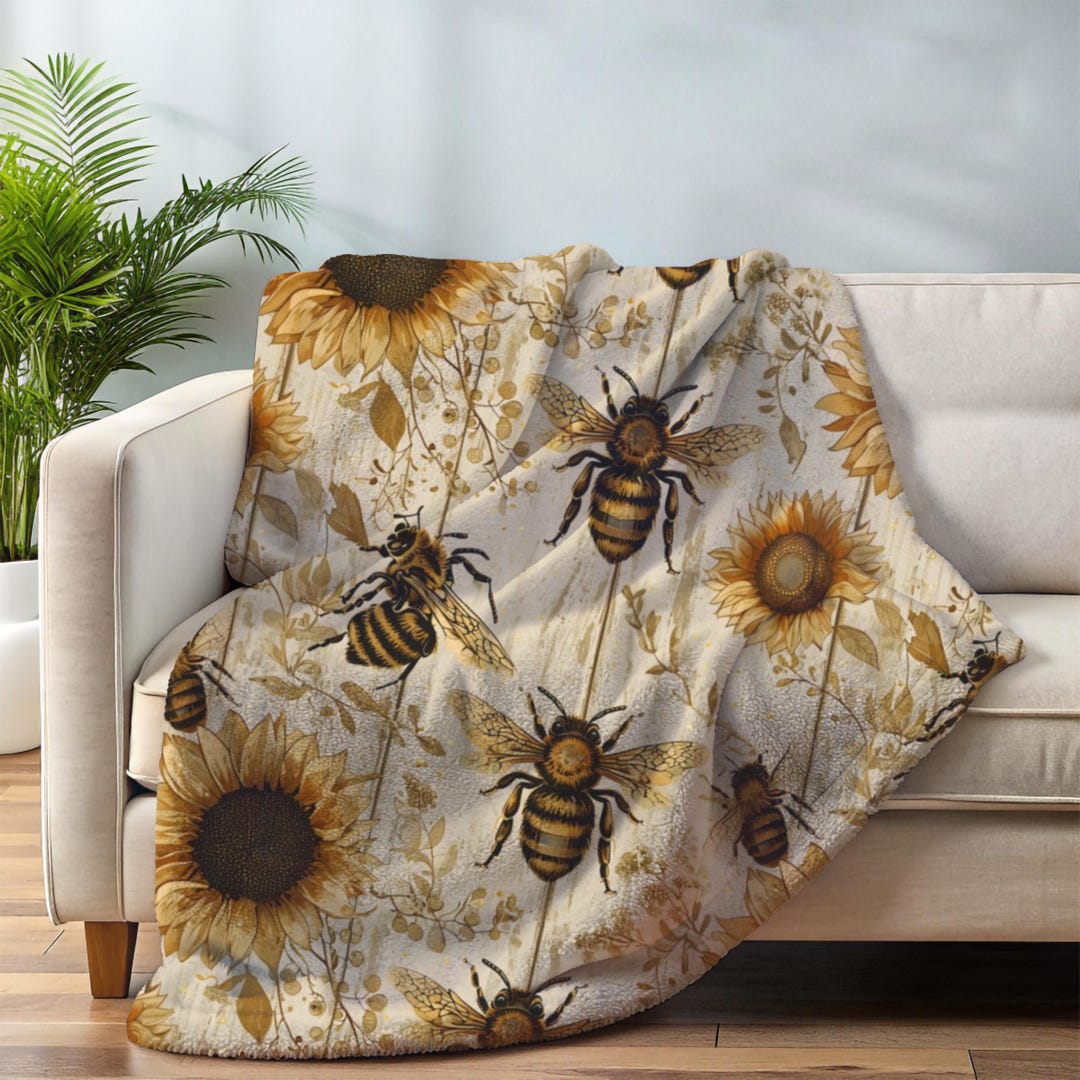 Bees Blanket Throw Farmhouse Aesthetic Cozy Home Decor Bee Lover Gift ...