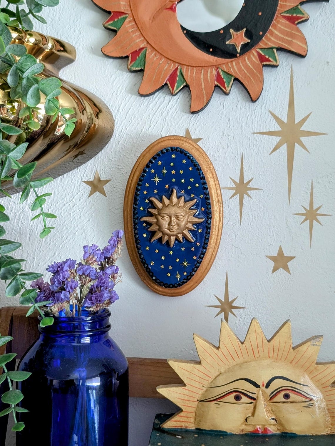 Handmade 90s Celestial Style Sun Wall Hanging, Vintage 1990s Inspired ...