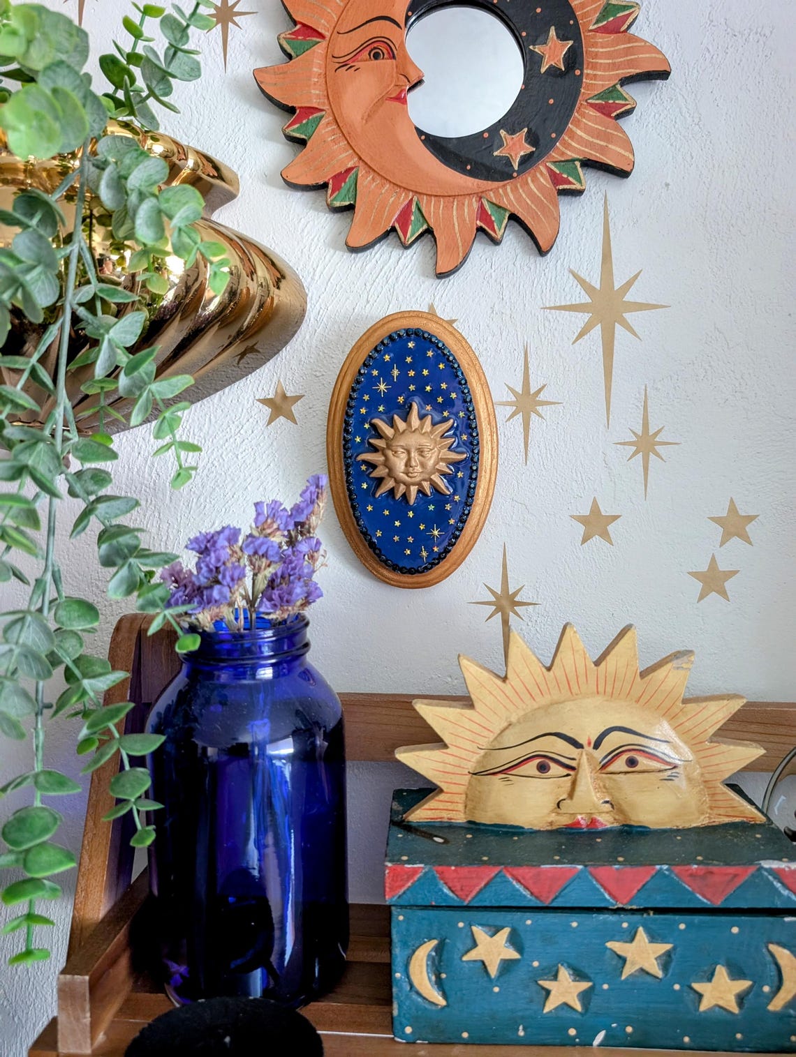 Handmade 90s Celestial Style Sun Wall Hanging, Vintage 1990s Inspired ...