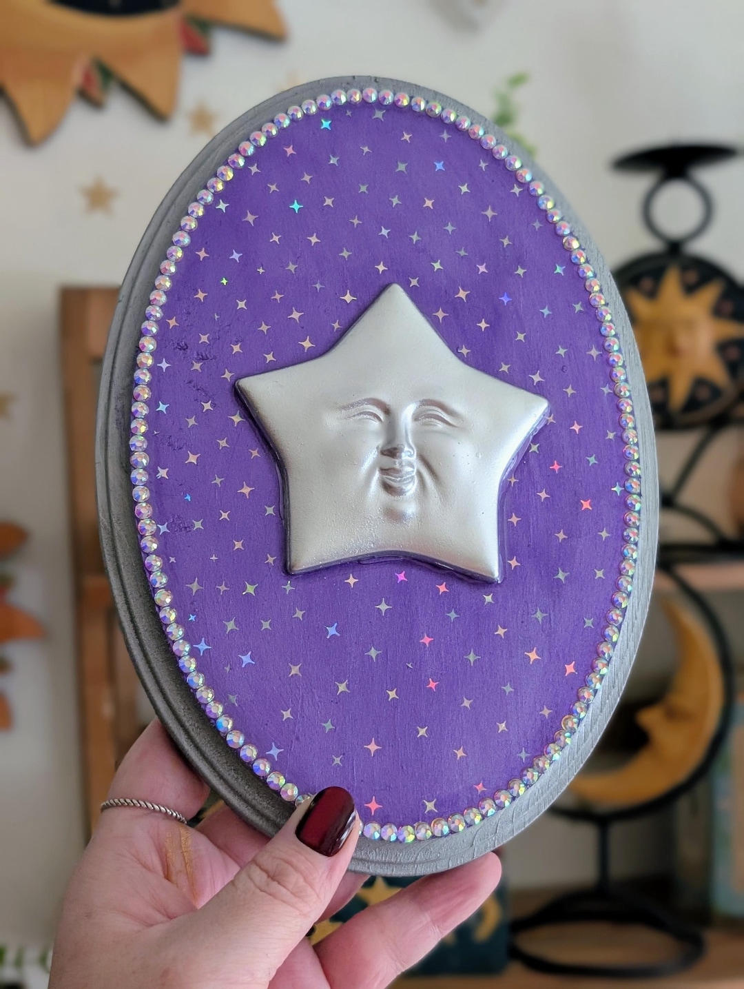 Large Anthropomorphic Star Oval Wall Hanging, Vintage 90s Celestial ...