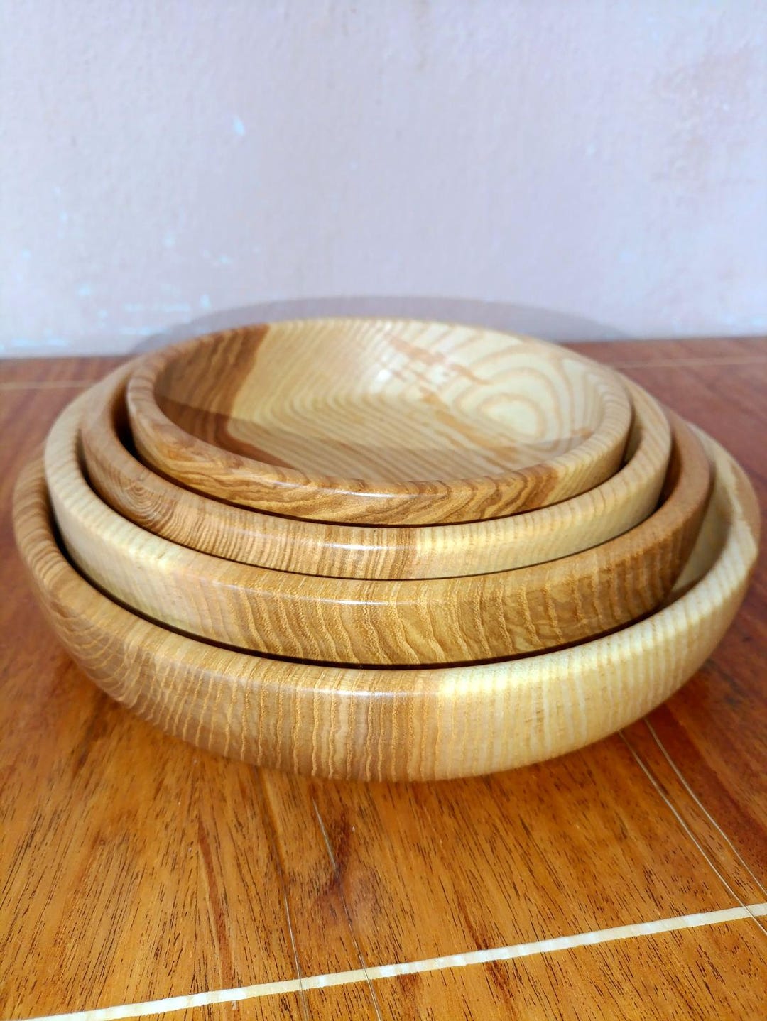 Set of 4 Ash Wood Plates – Handmade Wooden Dinnerware – Rustic Kitchen ...