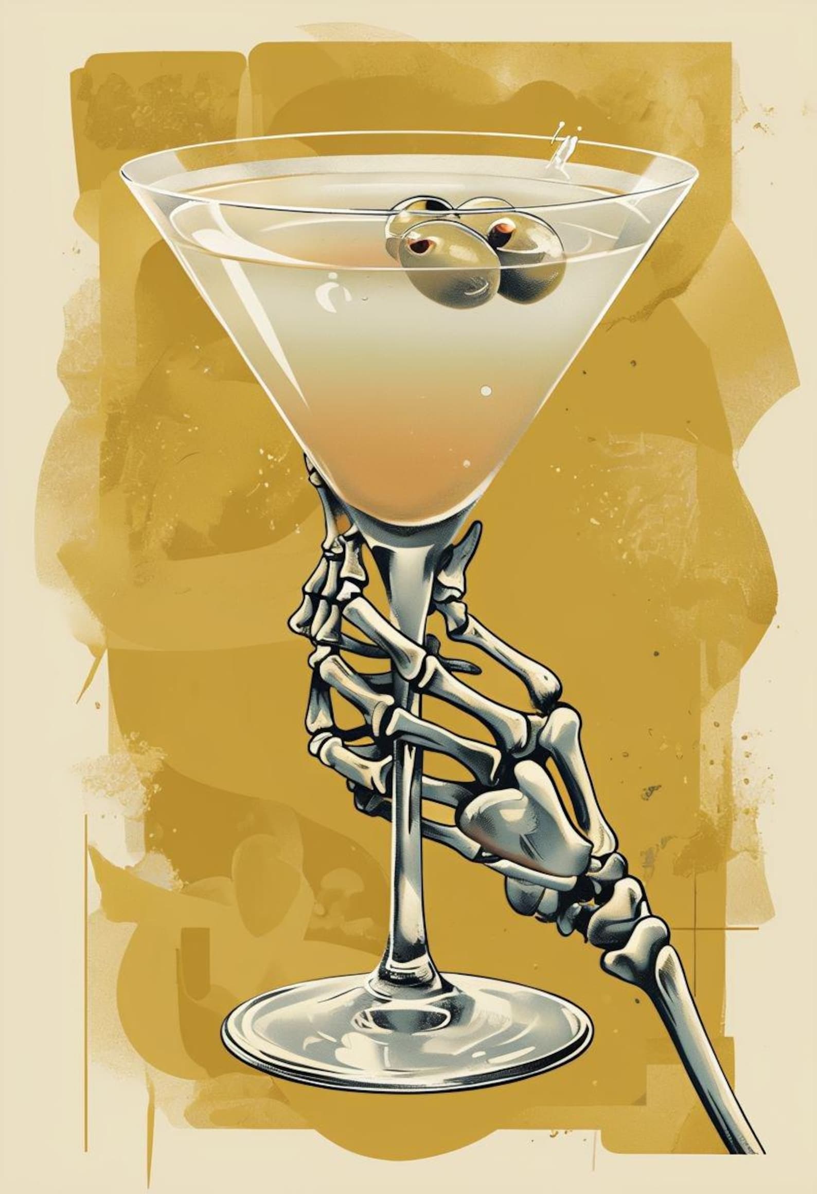 Skeleton Hand Holding Dirty Martini Digital Print - Etsy