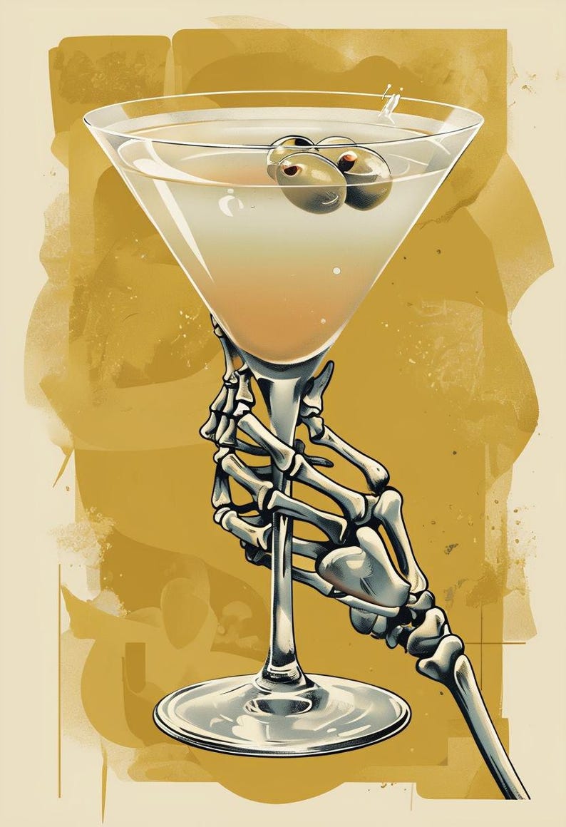 Skeleton Hand Holding Dirty Martini Digital Print - Etsy