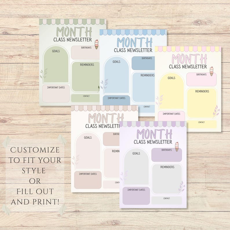 Classroom Newsletter Template, 100% Editable, Cute & Calm Colors ...