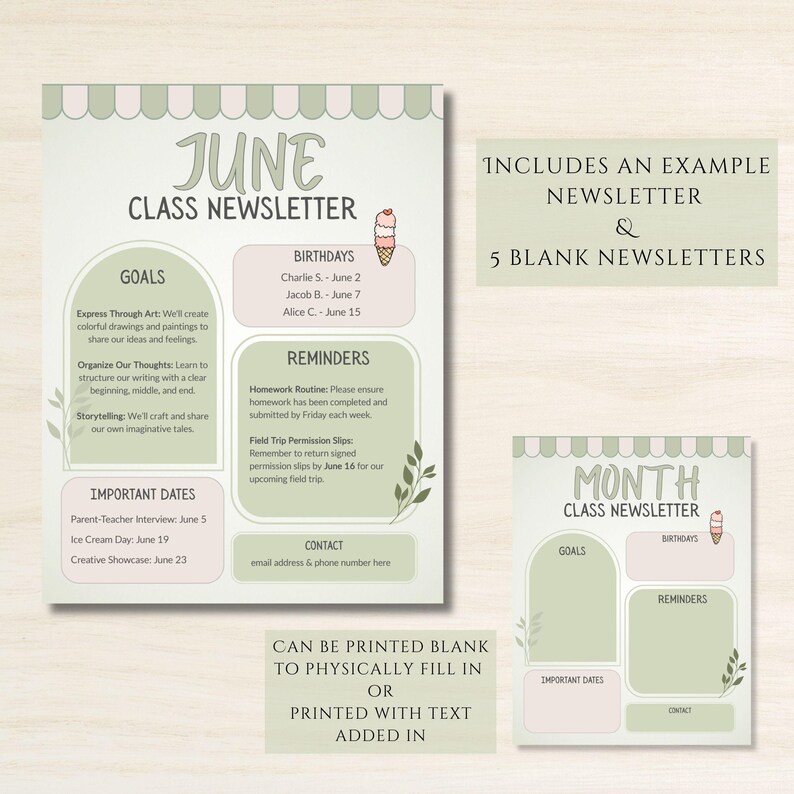 Classroom Newsletter Template, 100% Editable, Cute & Calm Colors ...