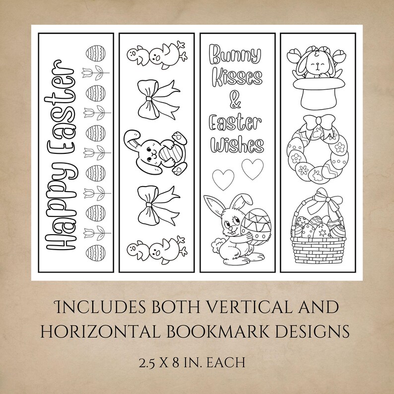 Cute Easter Coloring Bookmarks, Instant Digital Download, Set of 8 ...