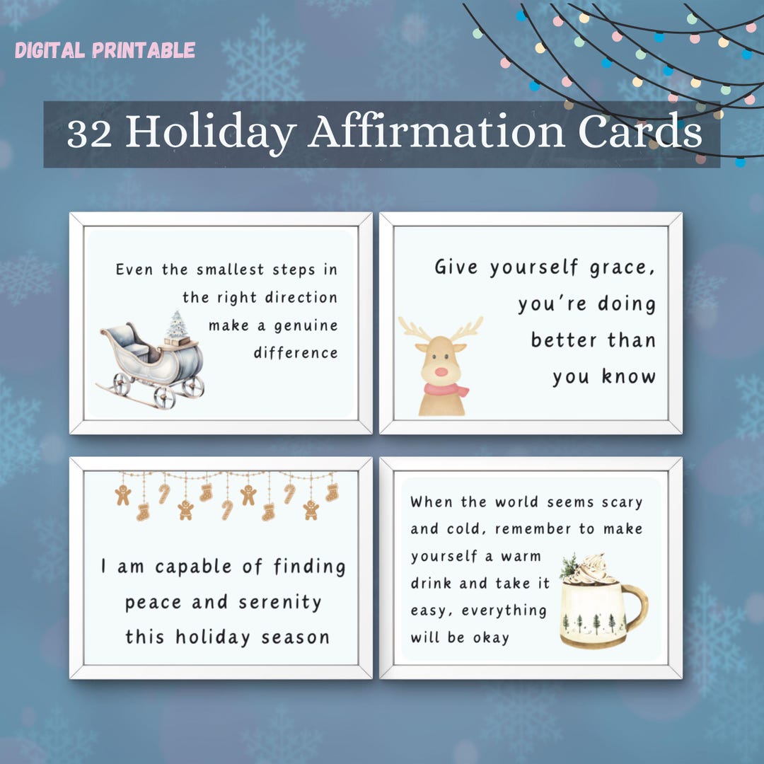 Holiday Affirmation Cards 32 Set, Digital Download, Positive ...