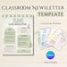Classroom Newsletter Template, 100% Editable, Cute & Calm Colors ...