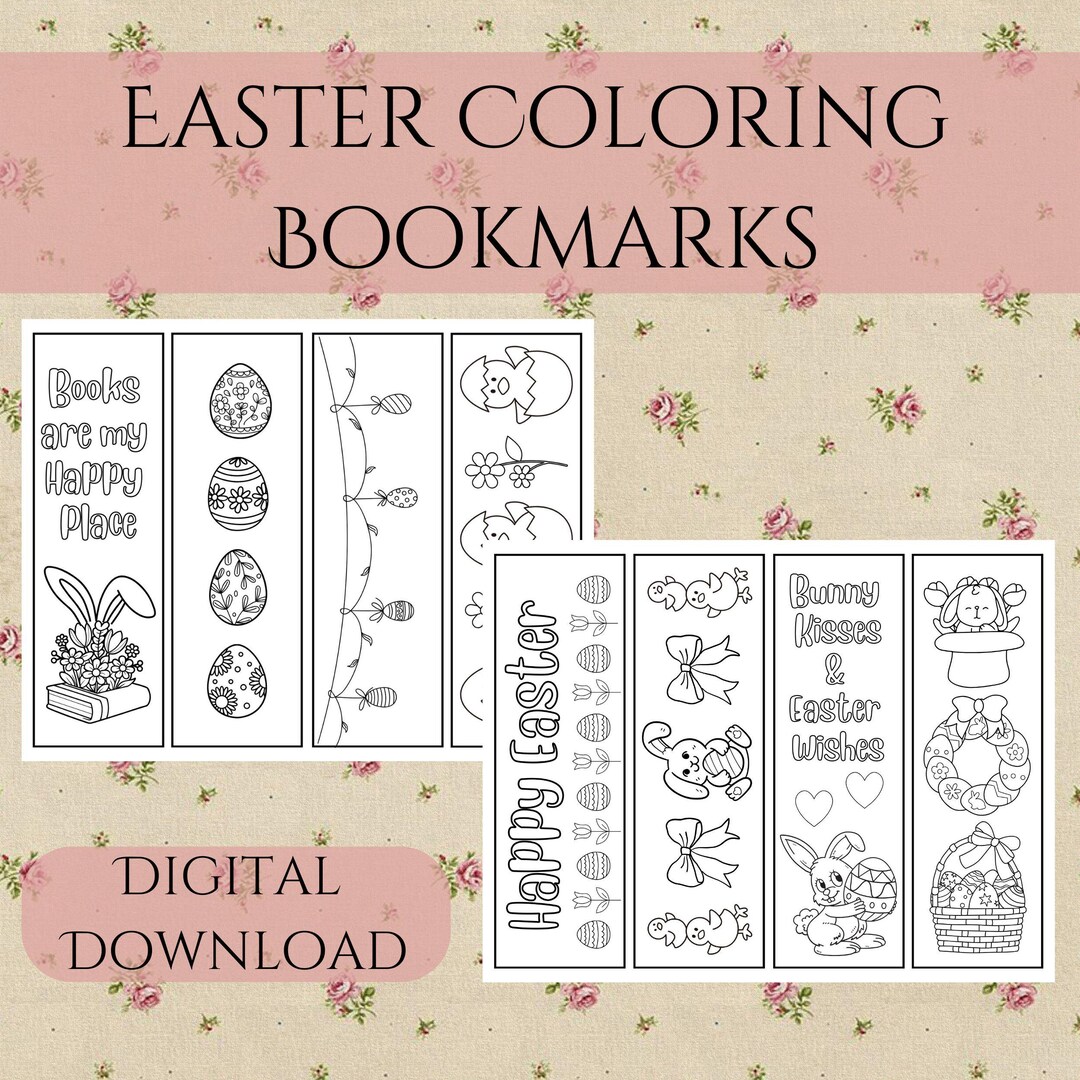 Cute Easter Coloring Bookmarks, Instant Digital Download, Set of 8 ...