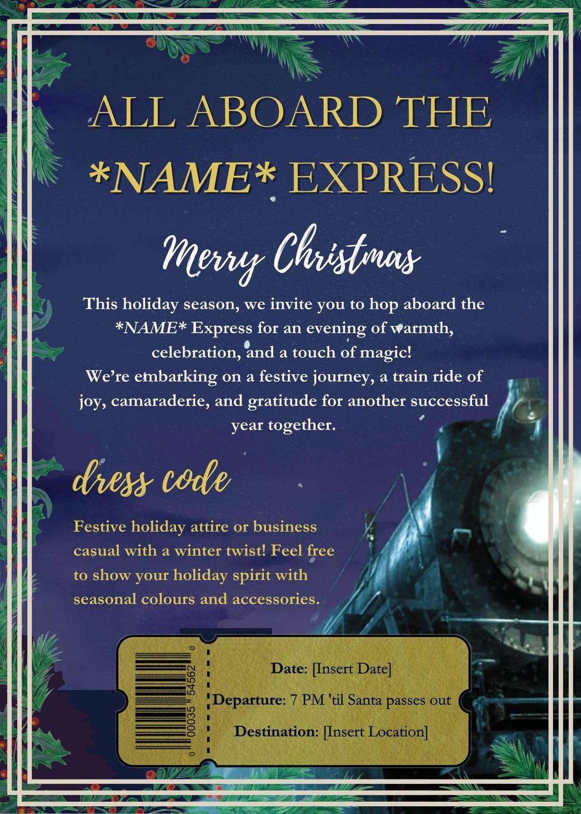 Fun Polar Express Christmas Party Invitation - Etsy