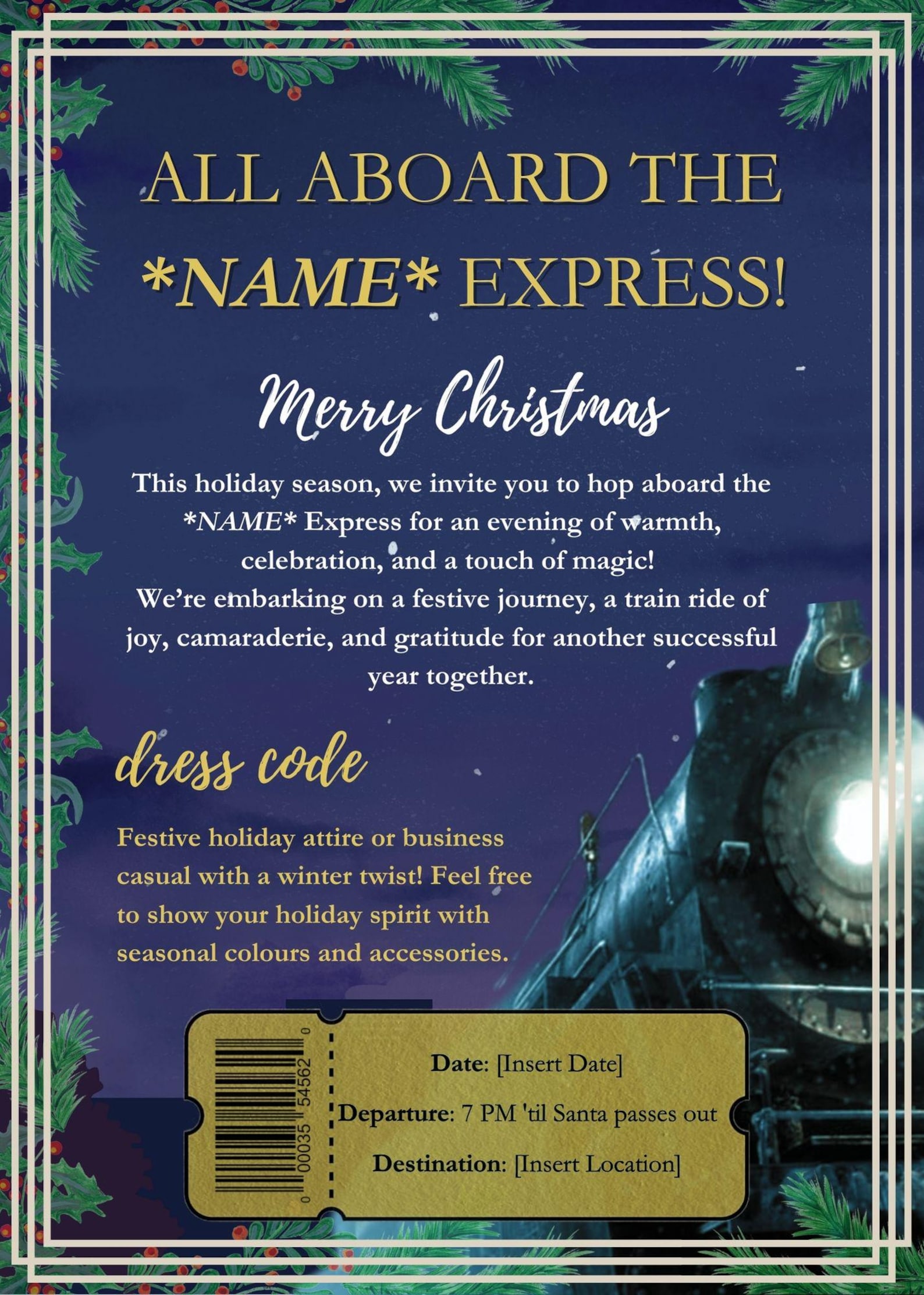 Fun Polar Express Christmas Party Invitation - Etsy