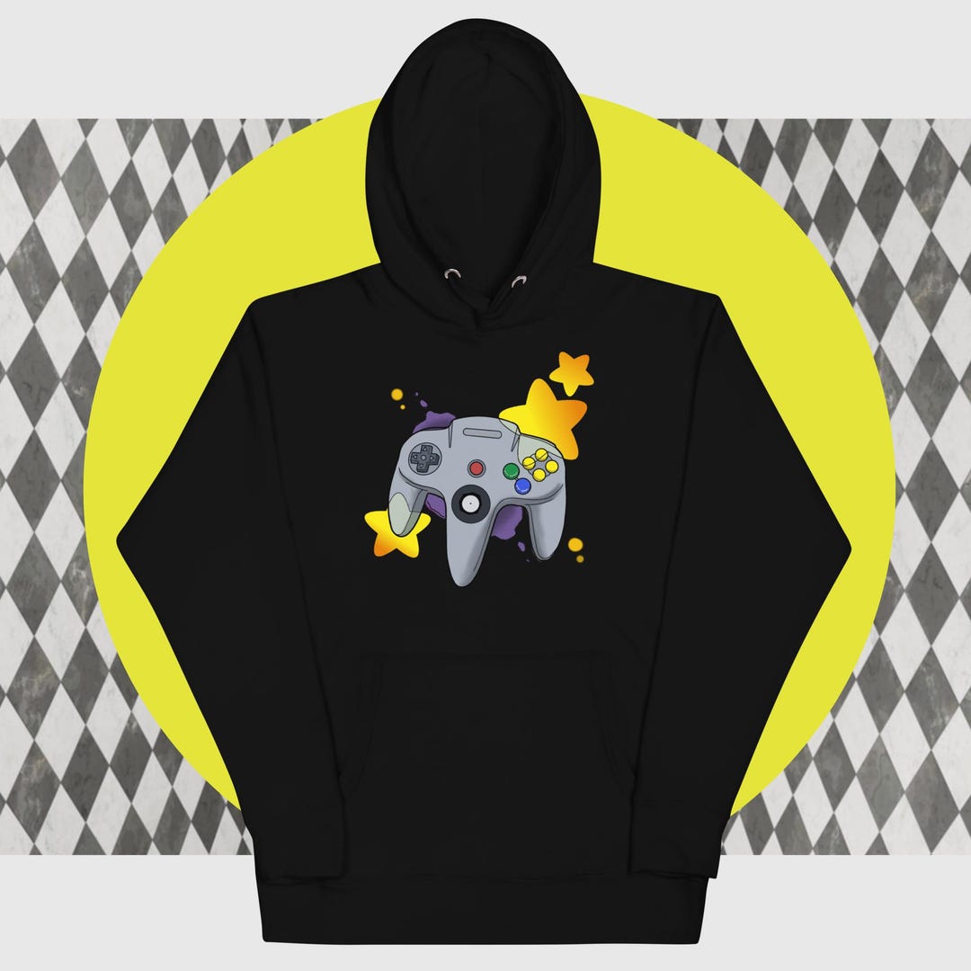 Nintendo 64 Controller Graphic Hoodie, Video Game Graphic Hoodie ...