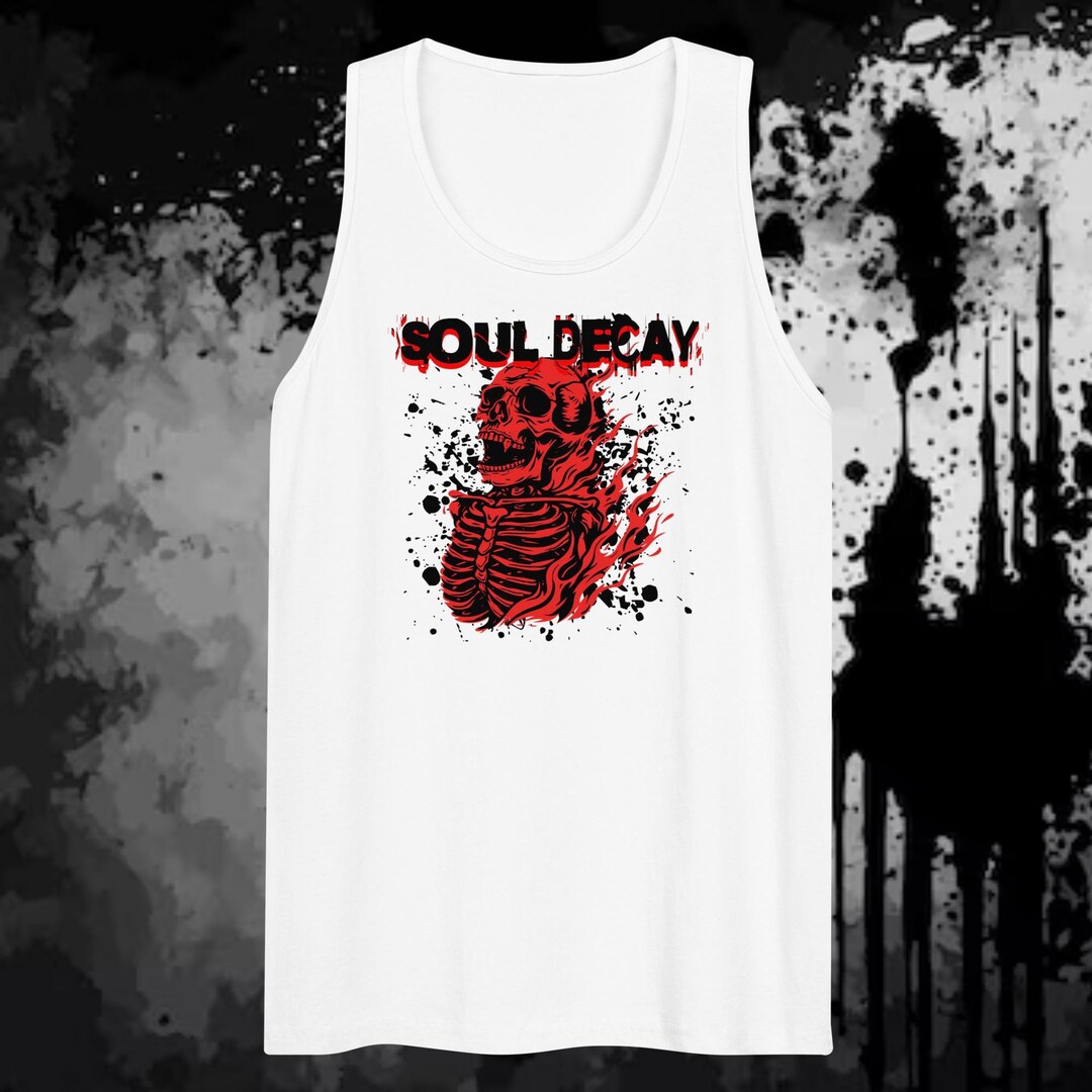 Wrath SOUL DECAY Skeleton Graphic Tank Top, Casual Burning Skeleton ...