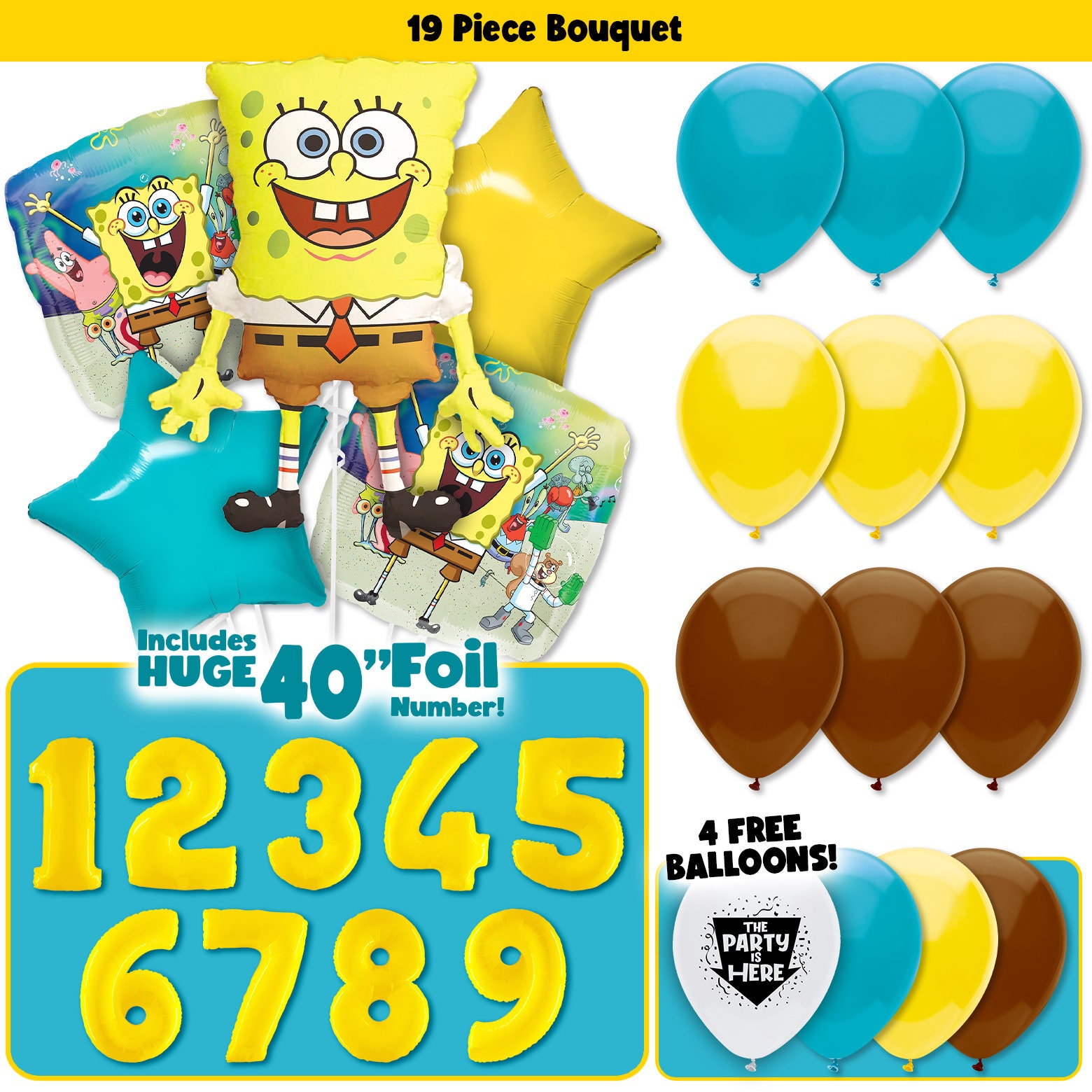 Spongebob Square Pants Balloons Bouquet Kit Kids Party Decor Decoration ...
