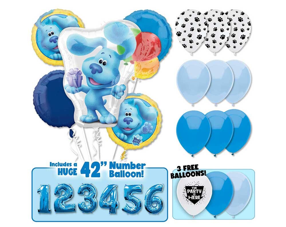 Blue's Clues Deluxe Balloon Bouquet Blue 42 Number Balloon 1-6 Pale ...