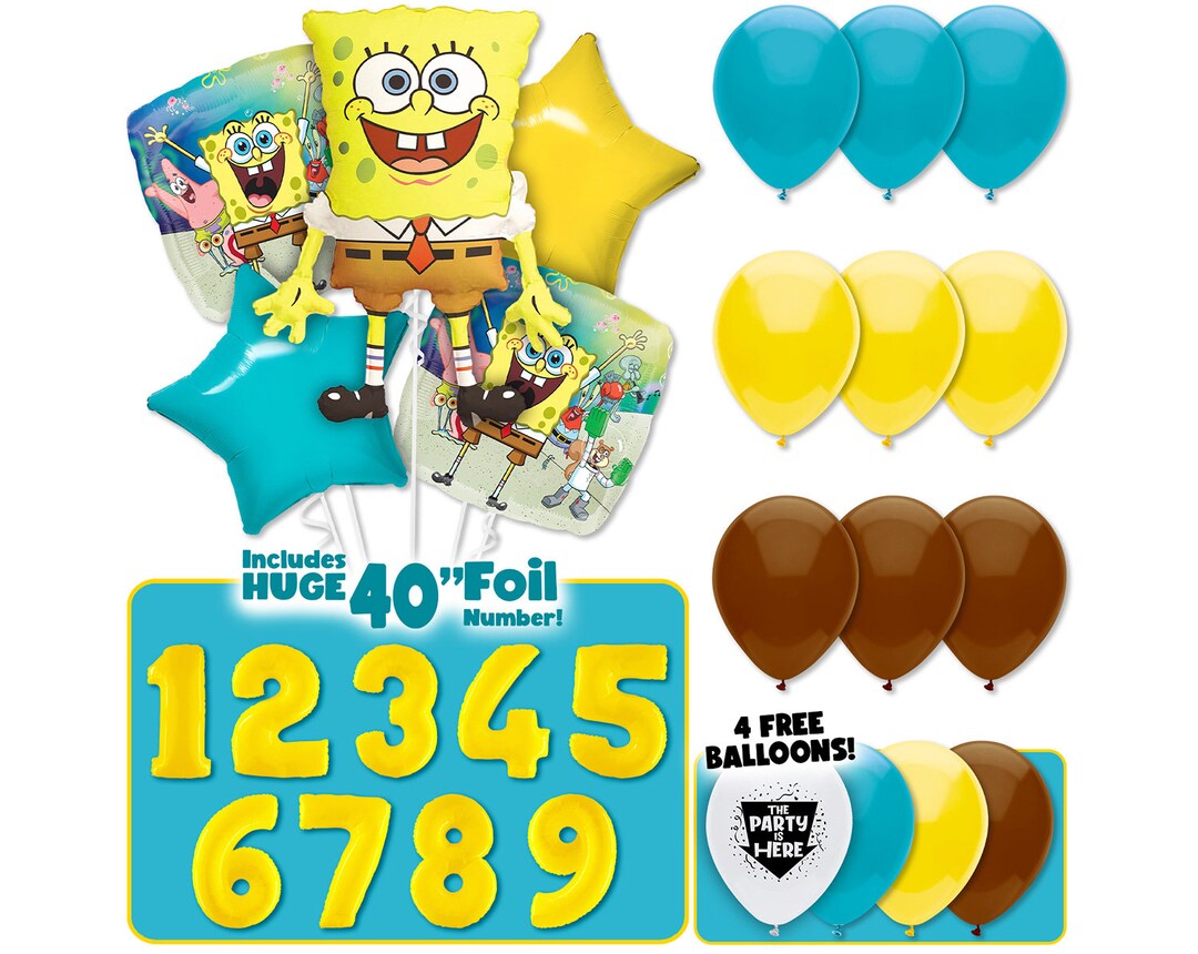 Spongebob Square Pants Balloons Bouquet Kit - Kids Party Decor ...