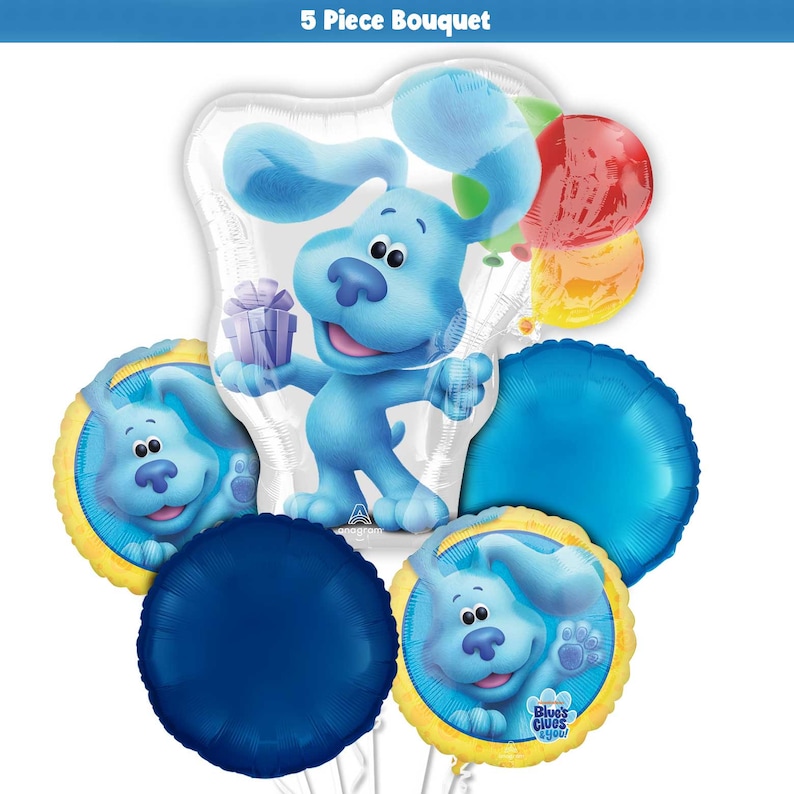 Blue's Clues Deluxe Balloon Bouquet Blue 42 Number Balloon 1-6 Pale ...
