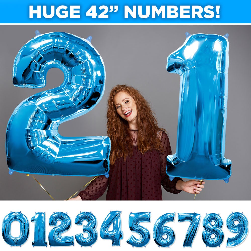 Bluey Balloons Bouquet Blue 42 Number Balloon 1-6 Pale Blue and Dark ...