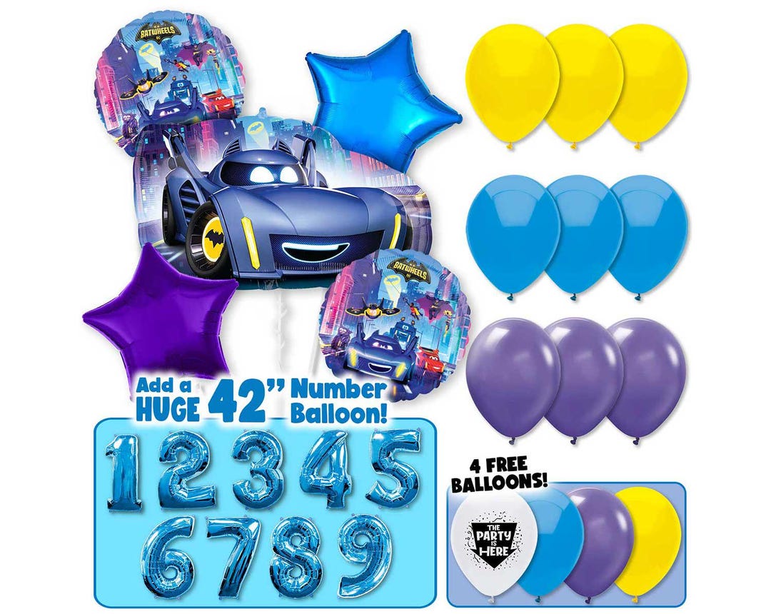 Batwheels Batman Balloon Kit W/ Optional JUMBO Blue Number Age Balloon ...