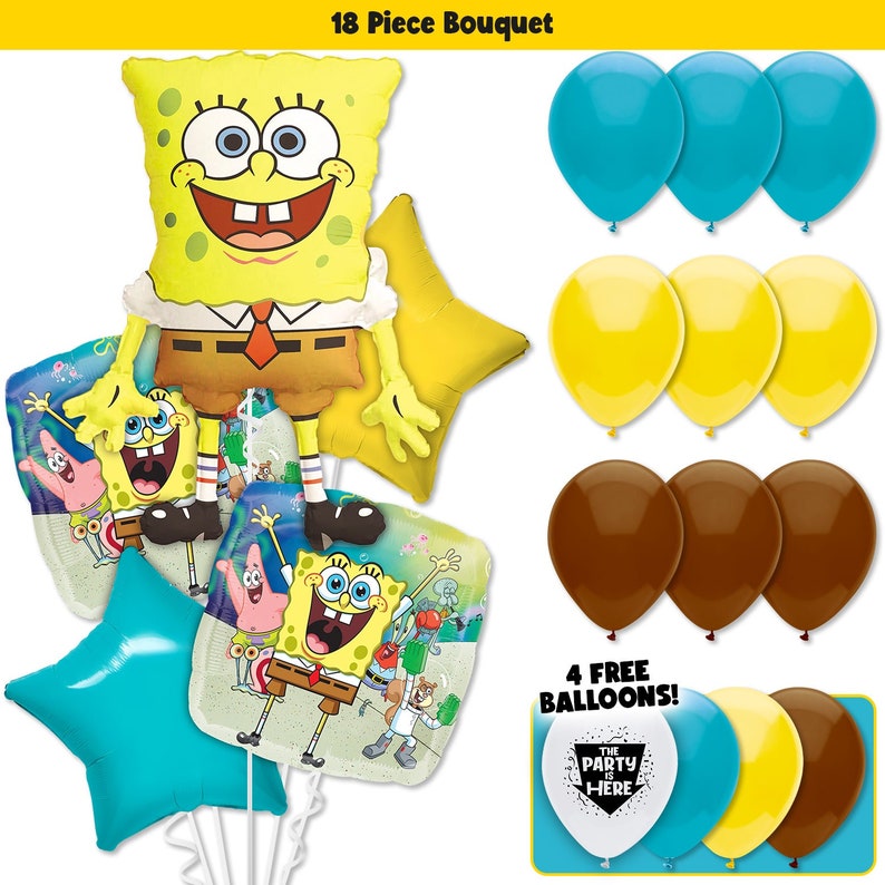 Spongebob Square Pants Balloons Bouquet Kit - Kids Party Decor ...