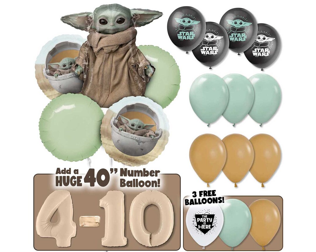Star Wars Balloons Party Kit - Mandalorian Baby Yoda Grogu - Kids Party ...