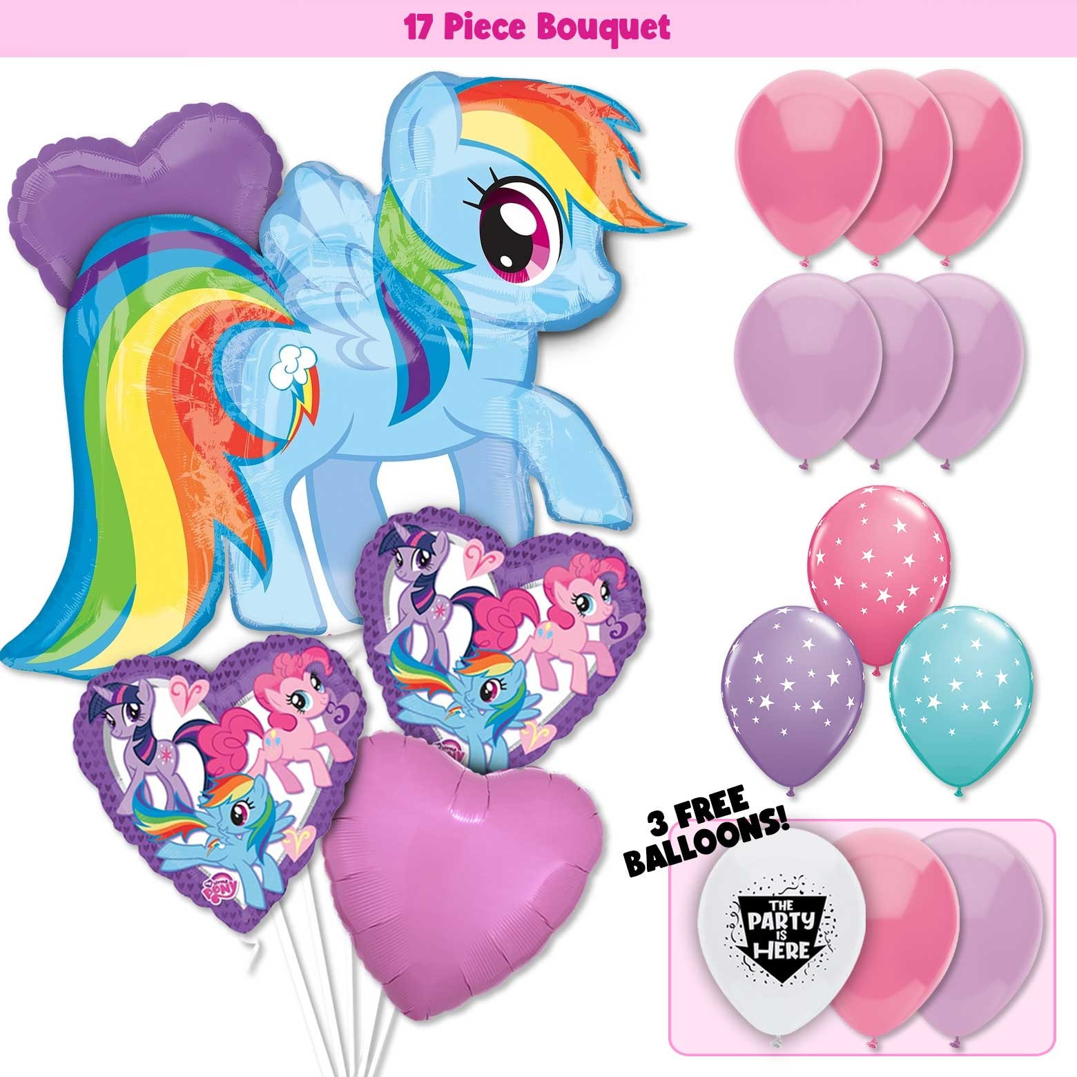 My Little Pony Rainbow Dash Balloon Bouquet Hot Pink 42 Number Balloon ...